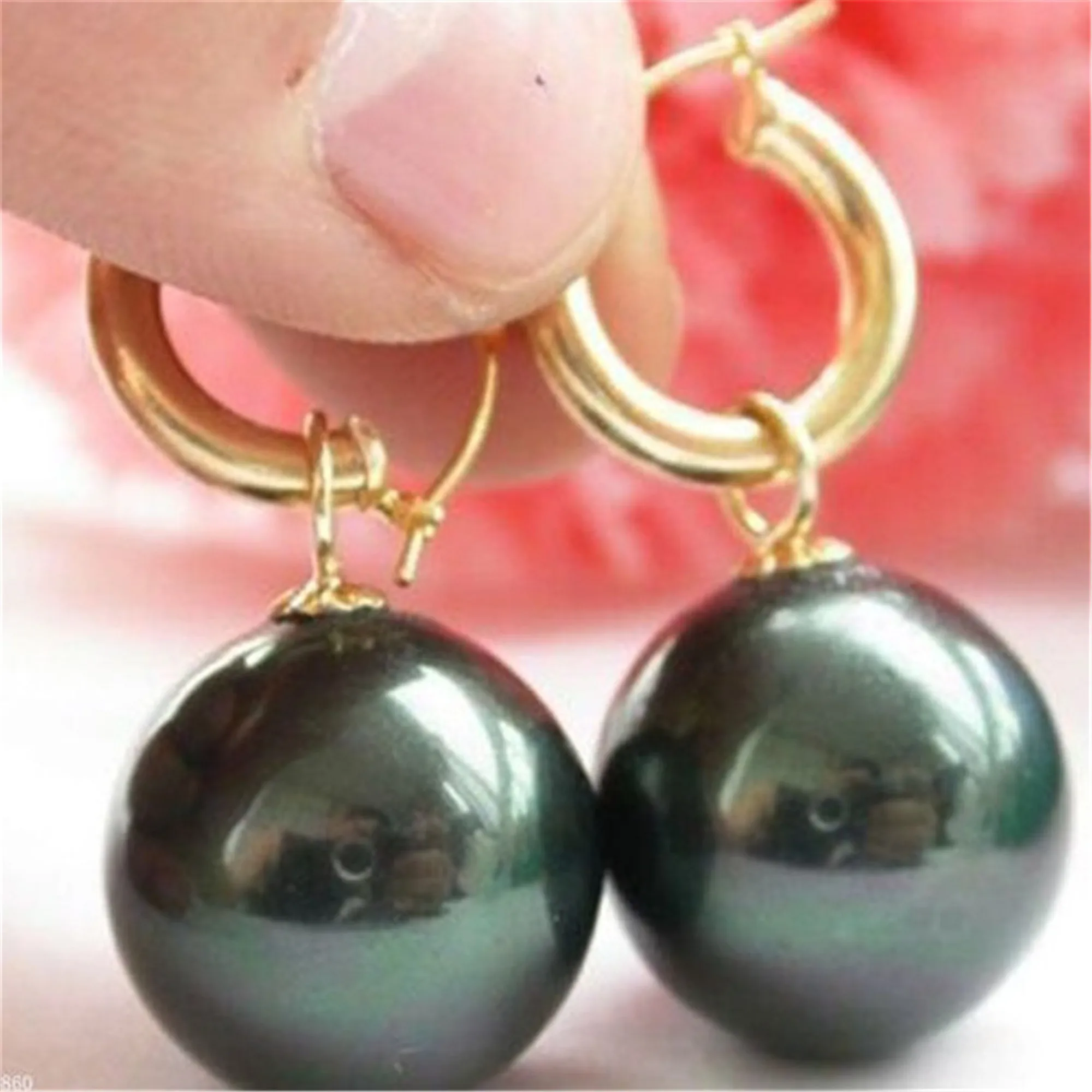 16MM-black-Sea-Shell-pearl-earrings-18k-ear-hook-Swing-Bohemian-Party ...