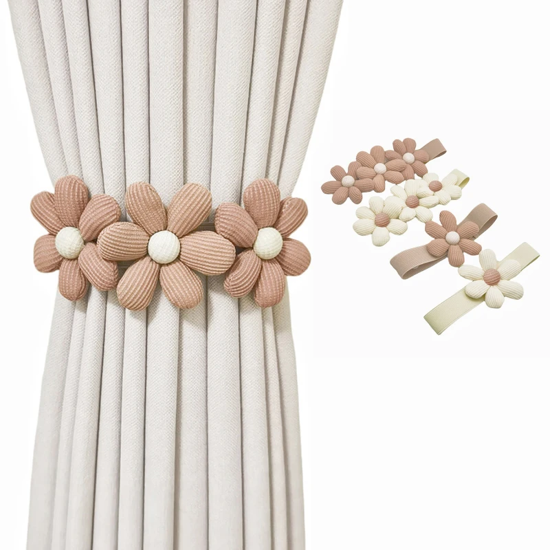 Flower-Shape-Curtain-Tieback-Elastic-Band-Window-Curtain-Buckles ...