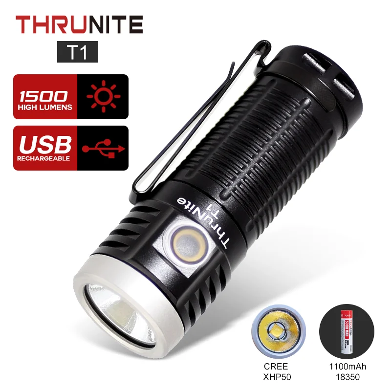 ThruNite-T1-Handheld-Flashlights-1500-Lumens-Magnetic-Tailcap-USB ...