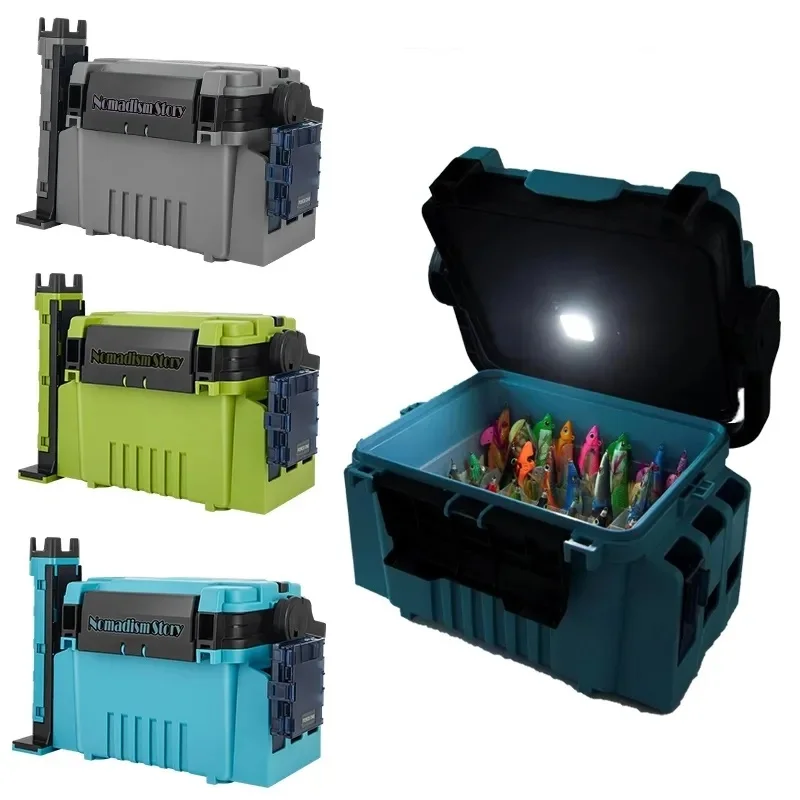 New Fishing Box With LED light Plastic Tool Box Hard Bait Squid Jig ...