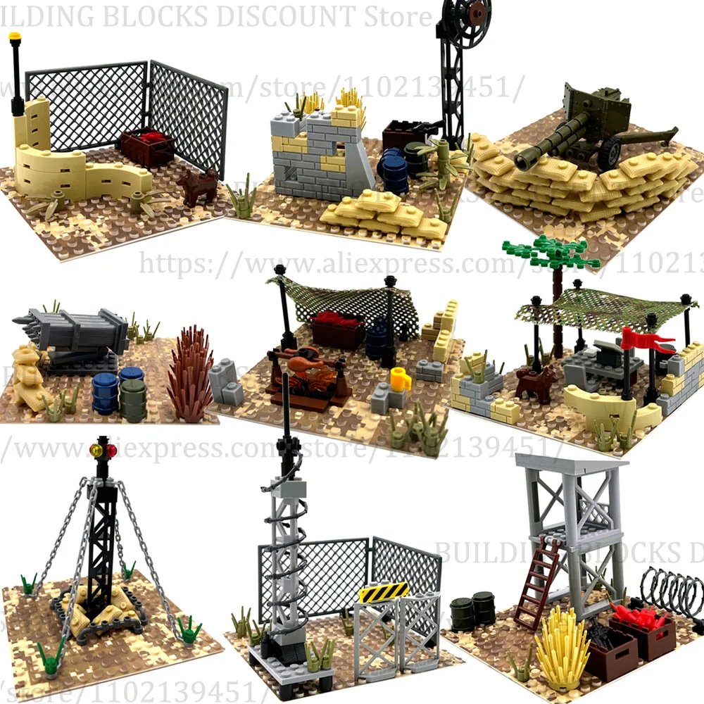 Military Desert Scene Sommand Samp Building Block Figures Sentry Camp ...