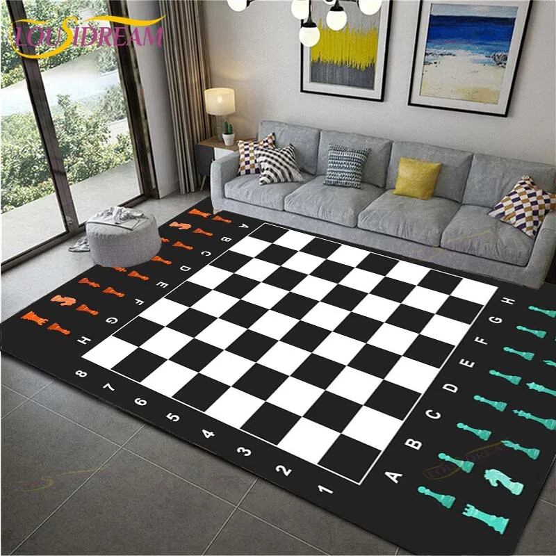 Chess Set With Board Carpet Square Anti Skid Area Floor Mat 3D Rug Non ...