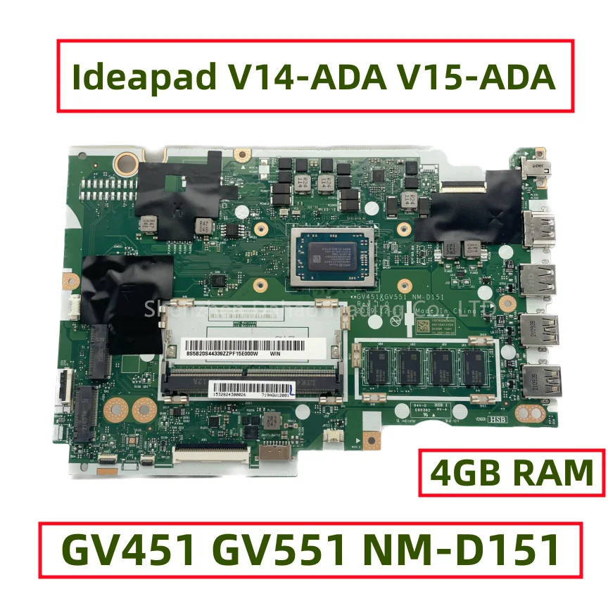 GV451 GV551 NM-D151 For Lenovo Ideapad V14-ADA V15-ADA Laptop Motherboard With R3-3250 R5-3500 ...