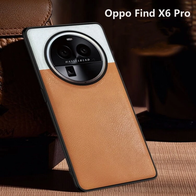 Luxury Phone Case For Oppo Find X6 Pro Case Leather Back Cover For Find X 6 X6Pro Funda Silicone ...