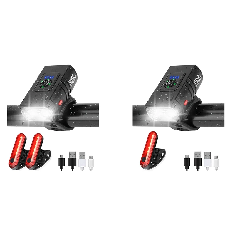 New-USB-Rechargeable-Bike-Light-Set-Front-And-Rear-LED-Aluminum-Bicycle ...