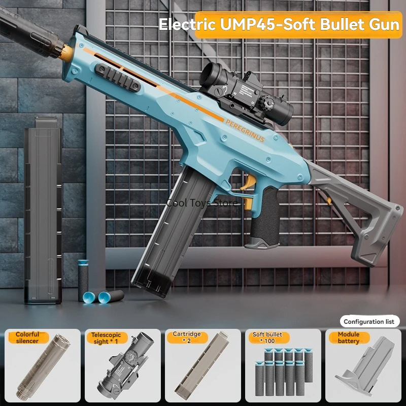 UPM45 Pistolas de juguete eléctricas de alta velocidad, bala suave ...