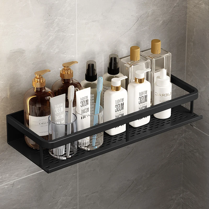 Black Space Aluminum Toilet Rack Wall-mounted Bathroom Shelves Changing ...