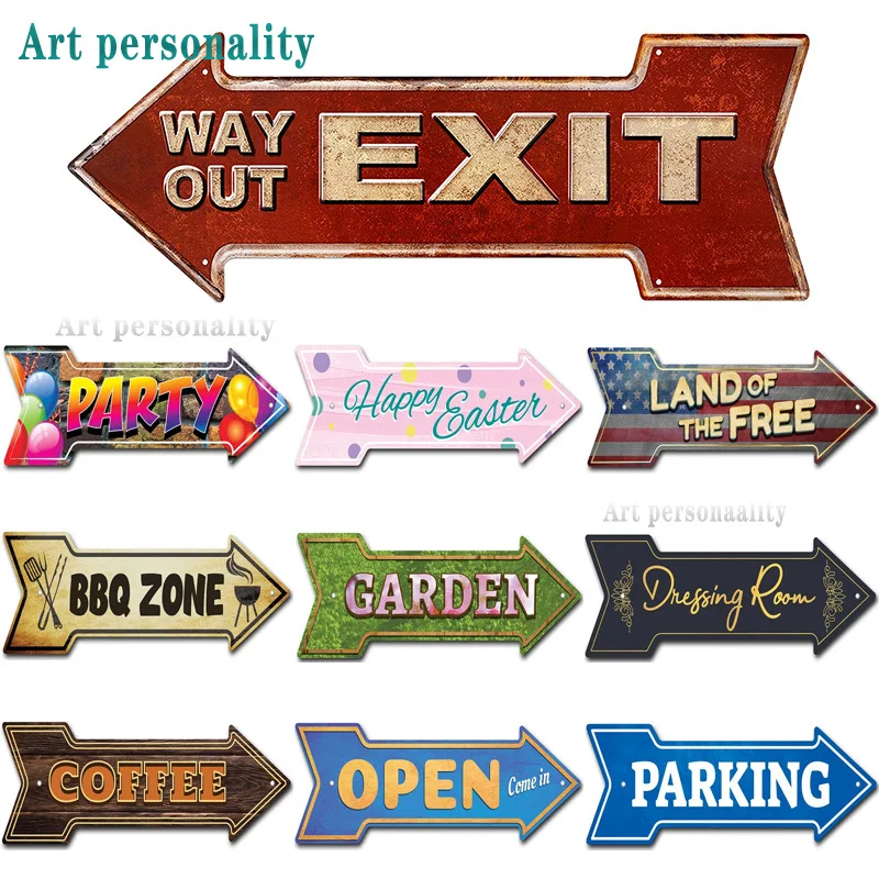 Street-Signs-Arrow-Retro-Exit-Signs-for-Bar-Coffee-Garden-Party-BBQ ...