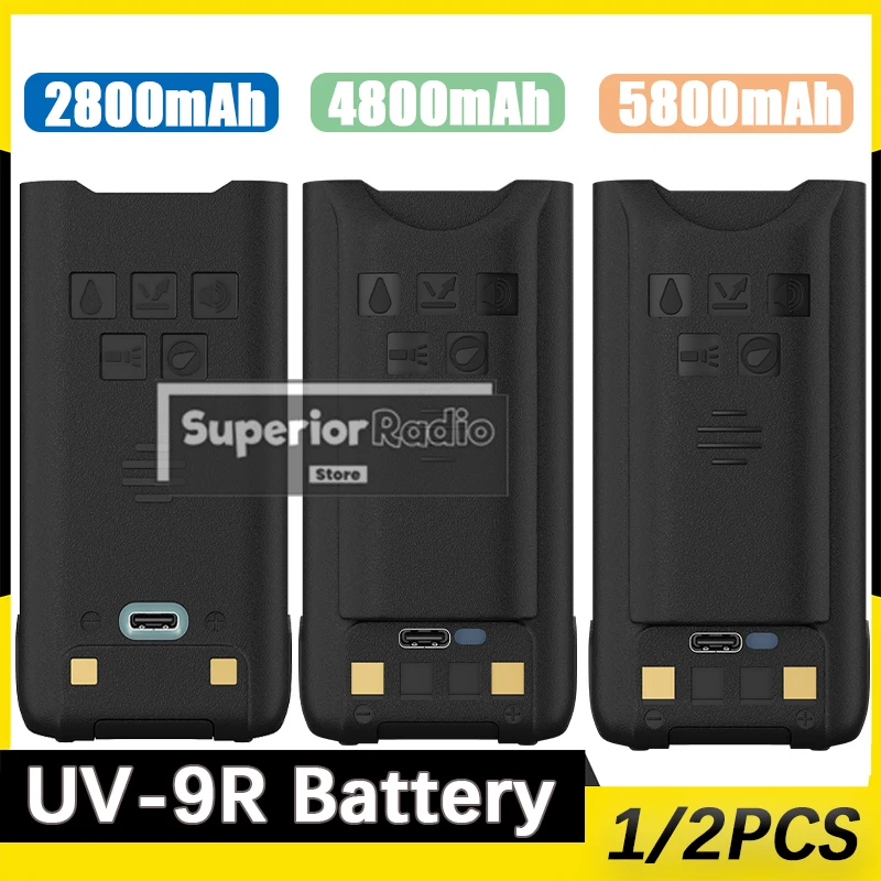 Baofeng UV-9R Plus Li-ion Battery 2800/4800/5800mAh Optional Type-C ...