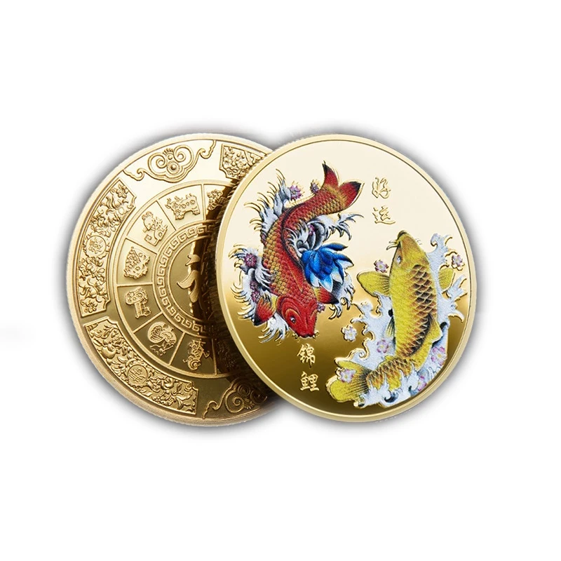 Good-Luck-To-You-Chinese-Fu-Koi-Commemorative-Coin-Color-Carp-Medal ...