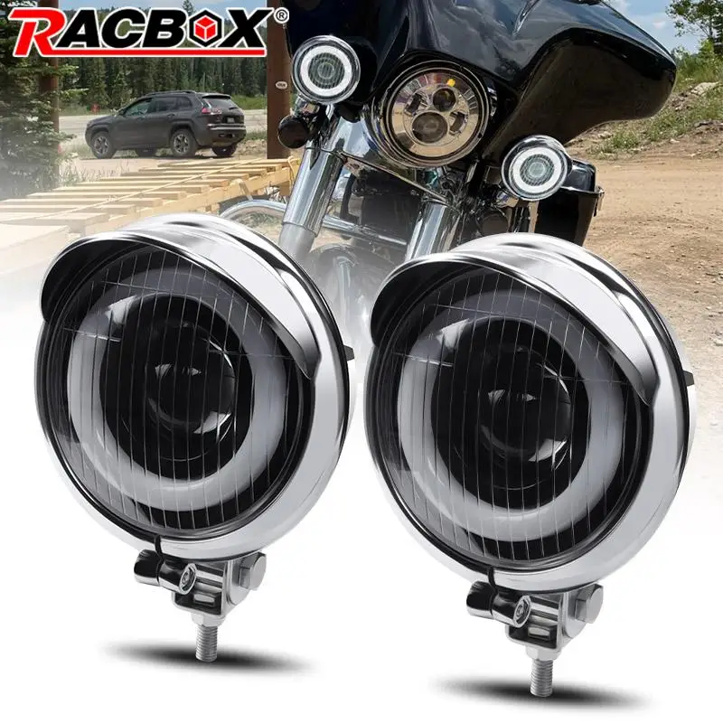 Motorcycle-LED-Spotlight-white-light-angel-eyes-Driving-Light-Auxiliary ...