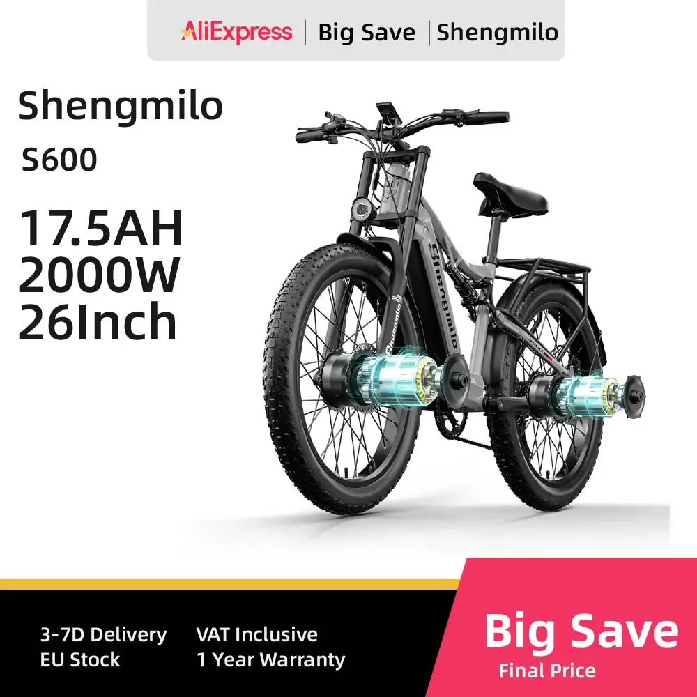 Shengmilo S600 Adult 2000W Electric Bicycle Men's E-Mountain ebike with ...
