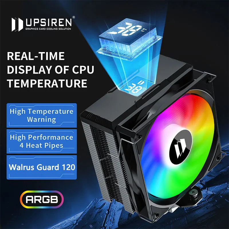 UPSIREN-Walrus-Guard-120-radiador-con-pantalla-Digital-tubo-de-calor-ARGB-4-radiador-de ...