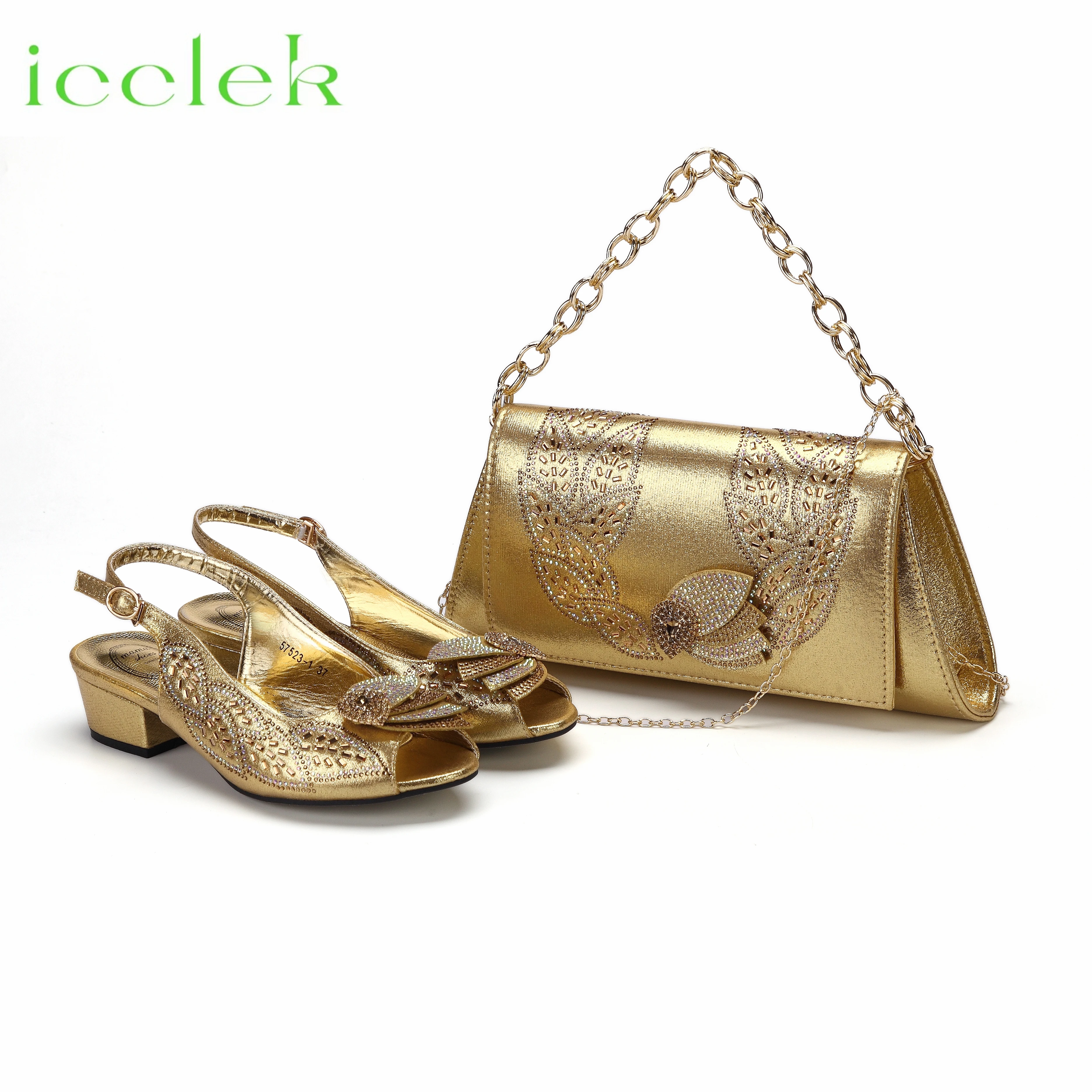Newest-Gold-Color-Pumps-Low-Heels-Decorated-with-Rhinestone-Flower ...