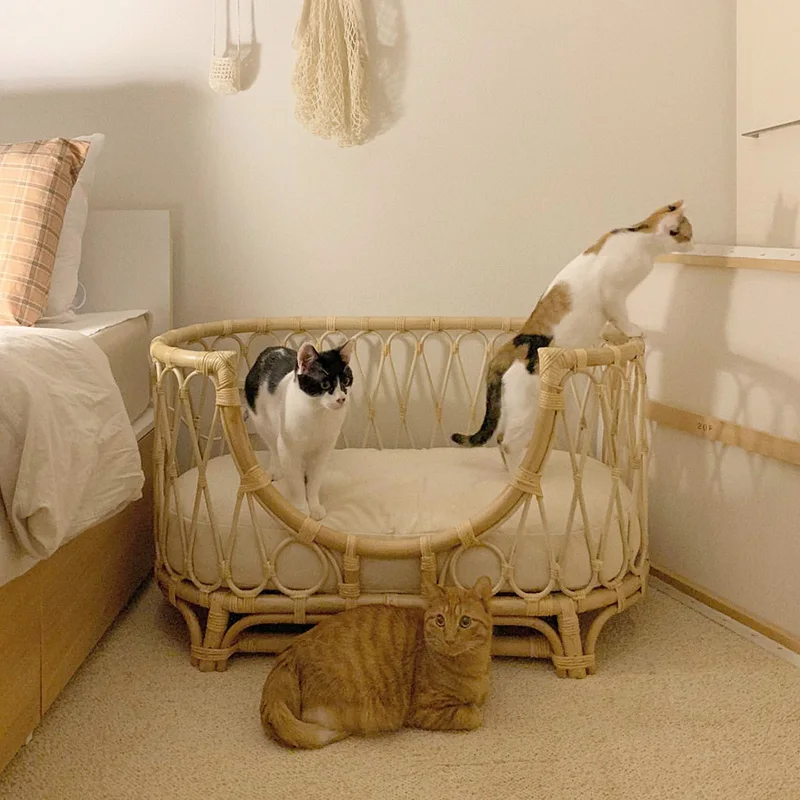 Natural-Rattan-Cat-BedHand-Polished-Durable-Kennel-Suitable-for-Cats ...