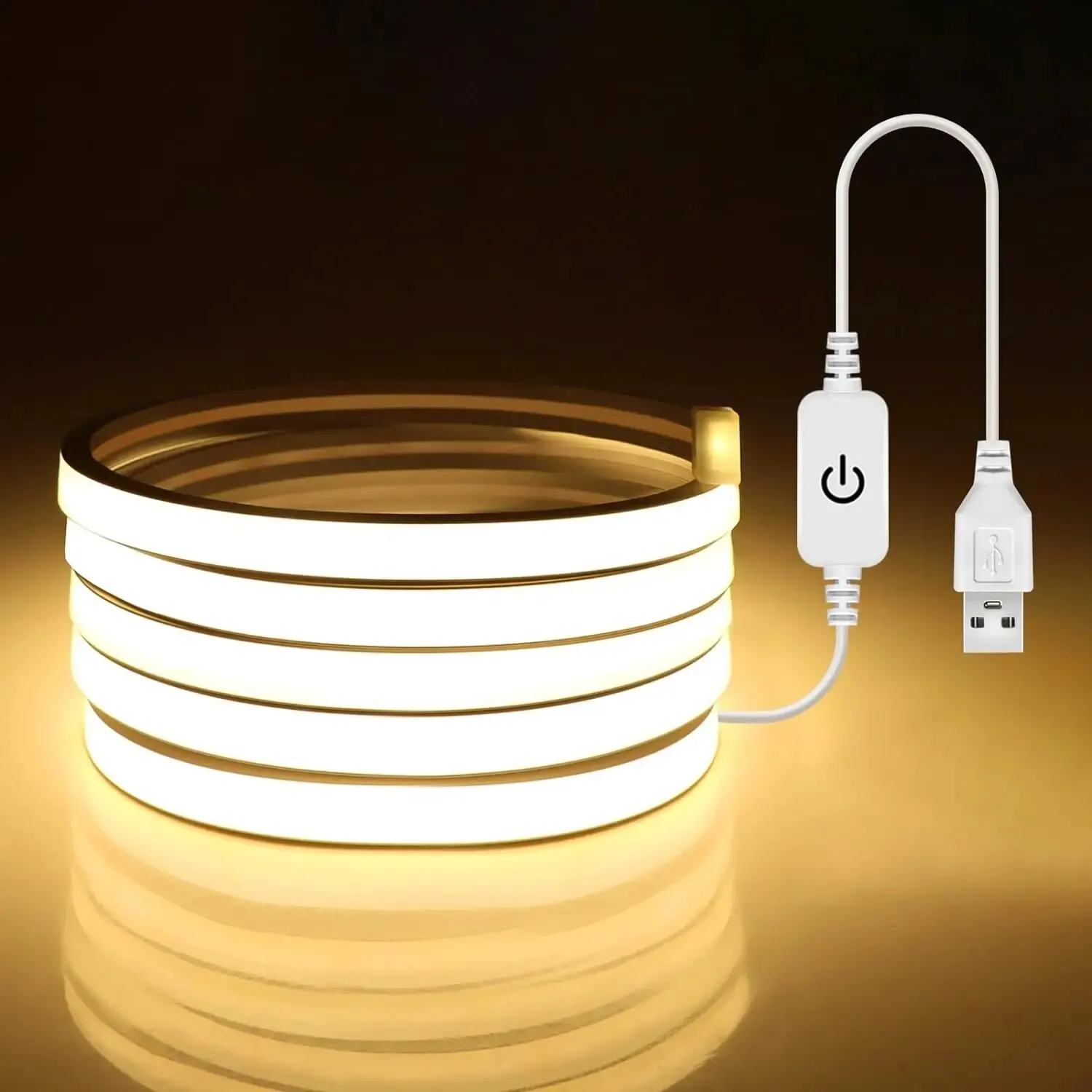 Imperme-vel-LED-Strip-Lights-para-o-quarto-flex-vel-Dimmable-USB-COB ...