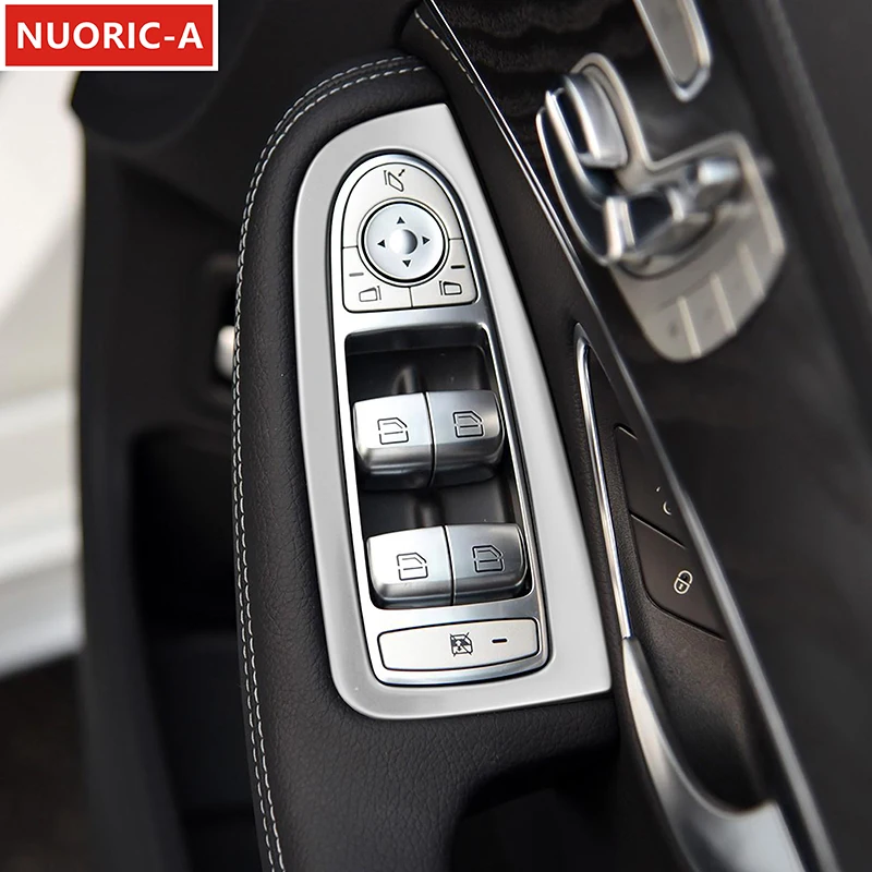 Stainless Steel Window Glass Lifting Buttons Frame Decoration Cover ...