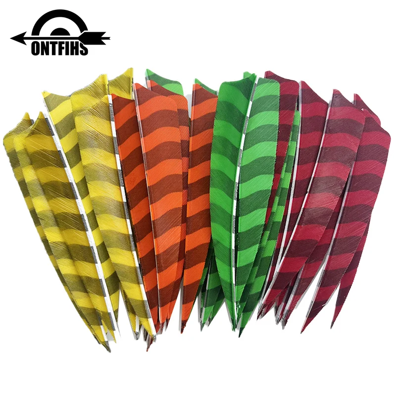50-Pcs-ONTFIHS-4-Shield-Cut-Fletching-Arrow-Feathers-Barred-Turkey ...