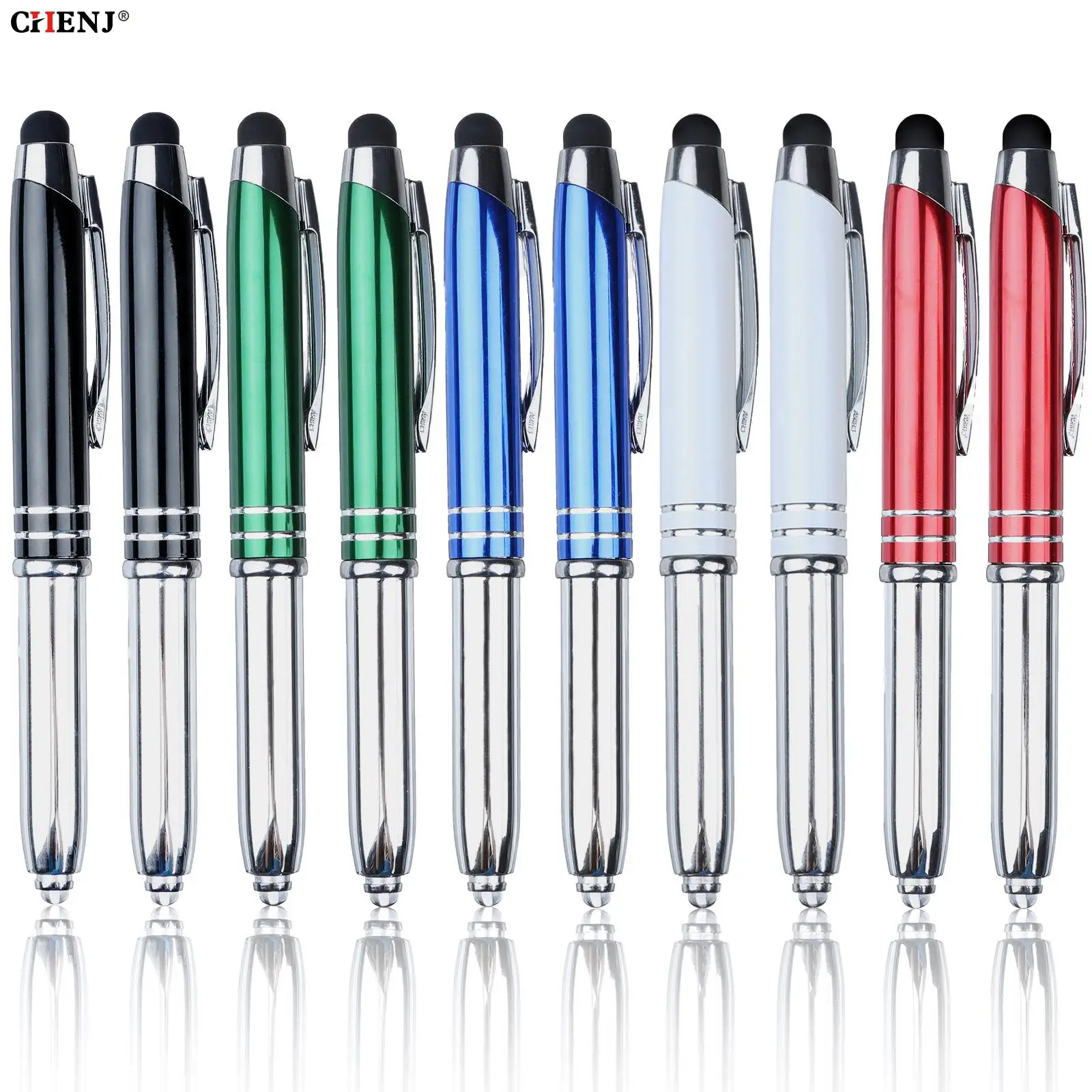 10pcs 3 In 1 Touch Screen Stylus Ballpoint Pen With Led Flash Light For ...