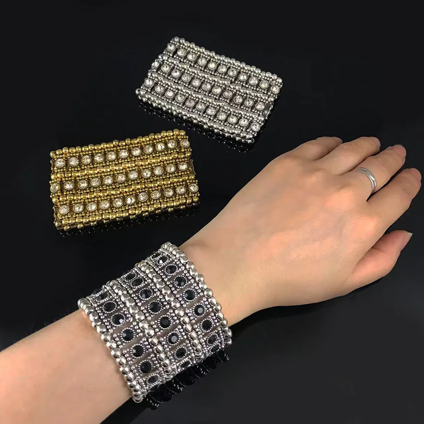 Classic-Fashion-Luxury-Bracelets-for-Women-Wide-Retro-Punk-Crystal ...
