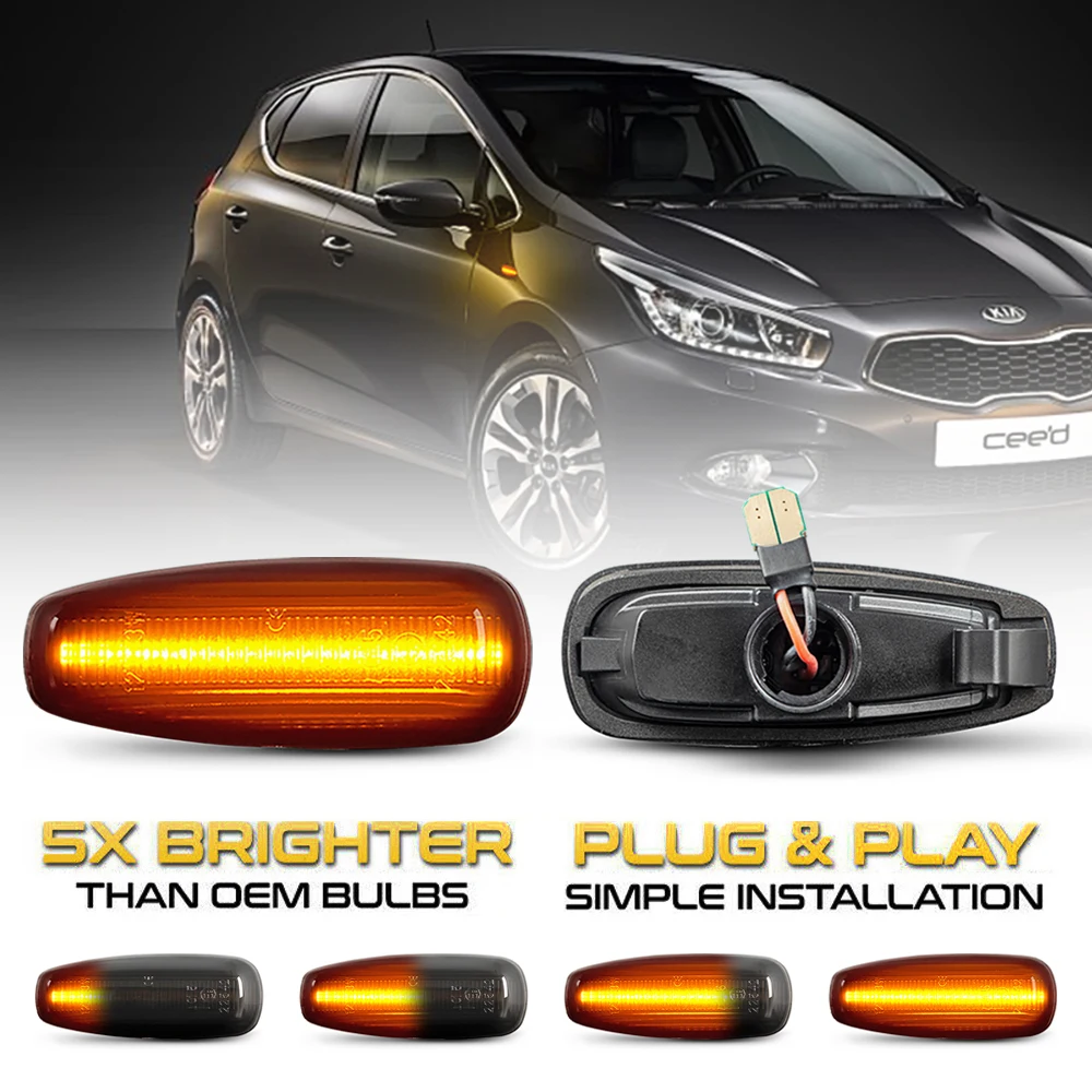 2Pcs-LED-Dynamic-Side-Marker-Light-Turn-Signal-Lamps-For-Kia-Ceed-ED ...