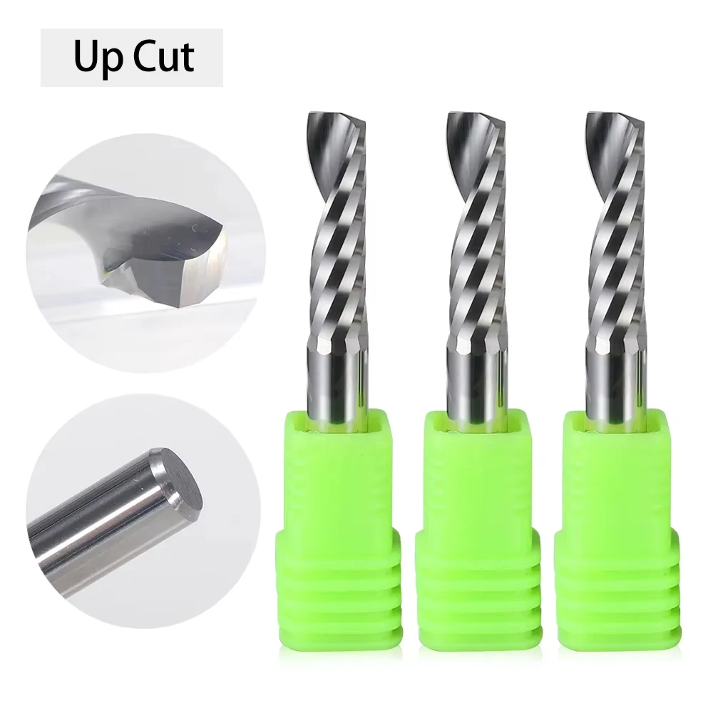 10Pcs/Lot 6mm Shank AAA Single Flute Spiral CNC End Mill router bit For ...