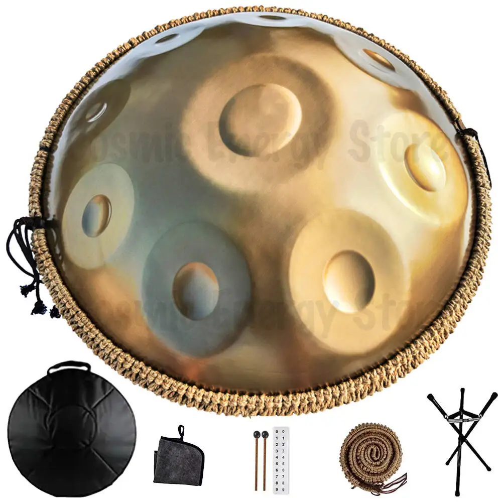 Ouro-Handpan-tambor-com-saco-Stand-a-o-Tongue-Drum-instrumento-de ...