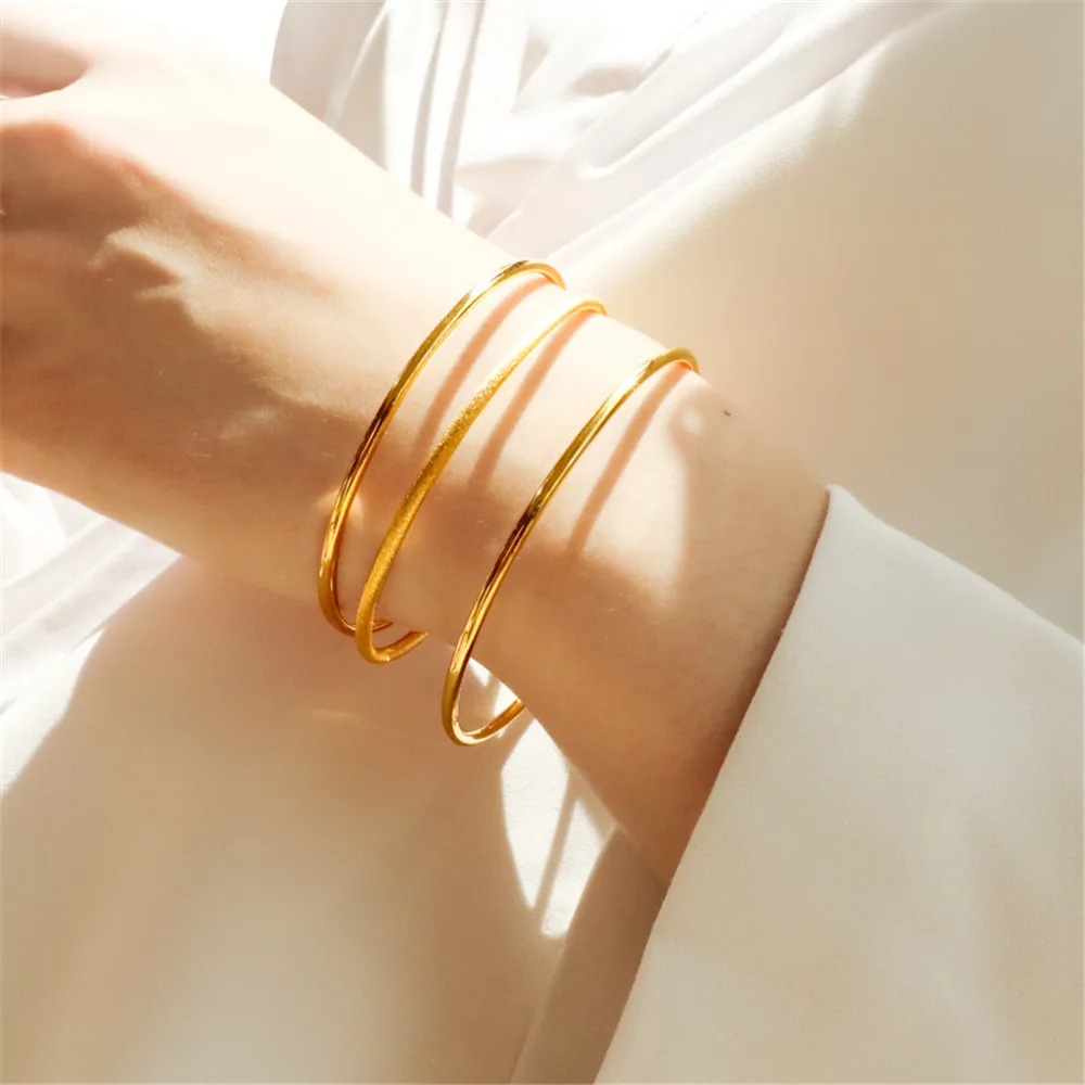 Copper-Fashion-Gold-Color-Round-Band-Bangles-For-Women-Cuff-Muslim ...