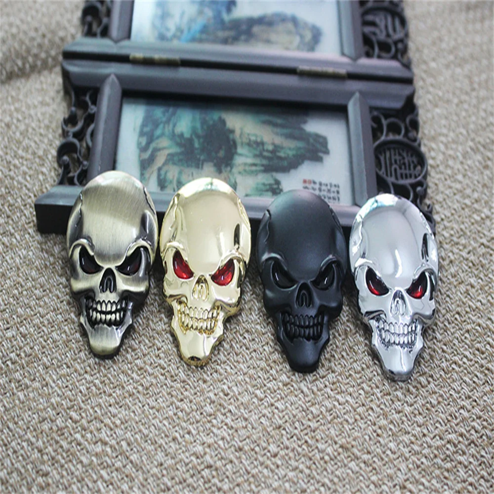 3D-Metal-Skull-Skeleton-Gold-Black-Red-Bronze-Silver-Car-Motorcycle ...