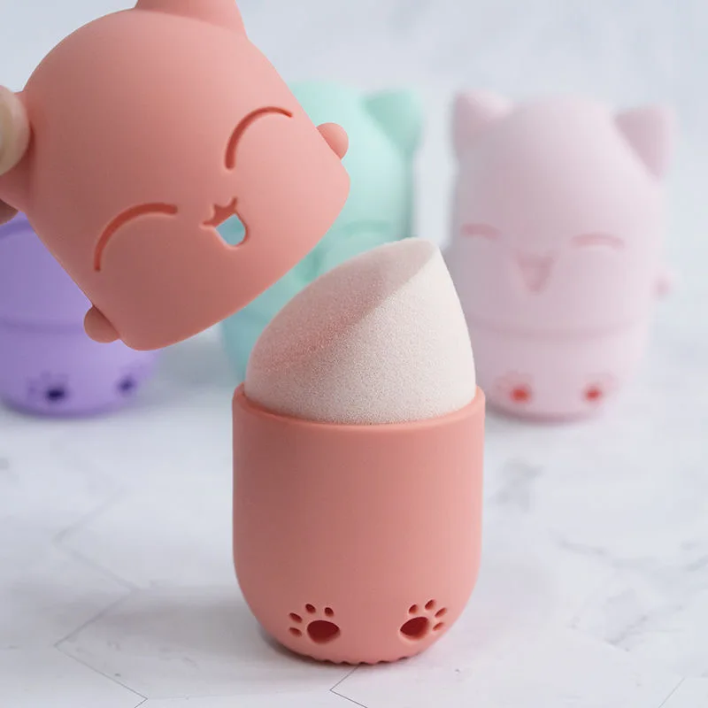 New-Soft-Silicone-Cosmetic-Blender-Sponge-Box-Holder-Beauty-Powder-Puff ...
