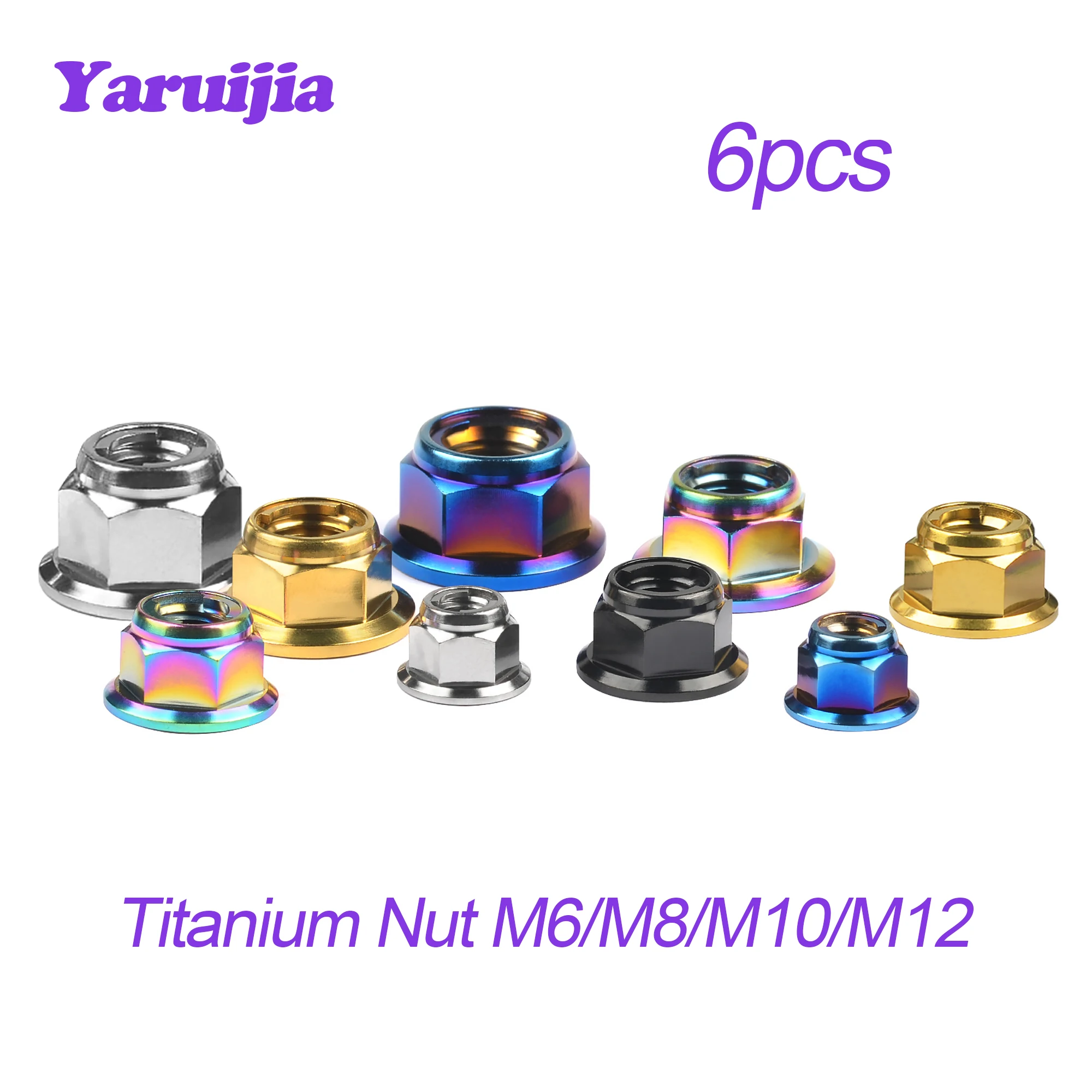 Yaruijia Titanium Ti Nut M6 M8 M10 M12 Pitch 1.0/1.25 Flange Lock Nuts ...
