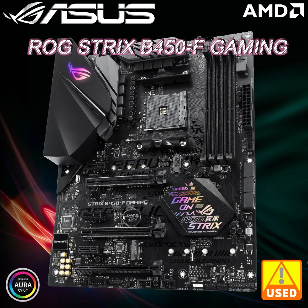 Asus Rog Strix B450-f Gaming Mining Placa-mãe Am4 Suporte Amd Ryzen 5 ...