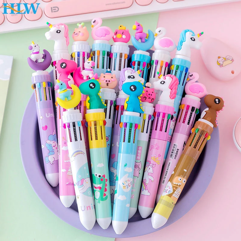 5pcs Kawaii Cute Animal Cartoon Ballpoint Pens 35 Colors School Office ...