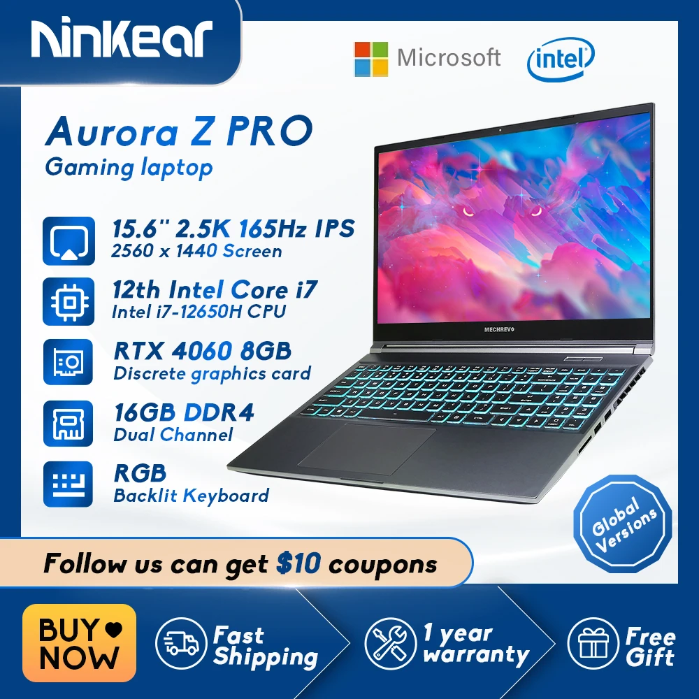 Mechrevo-portátil para juegos Aurora Z PRO, 15,6 pulgadas, IPS, 165Hz ...