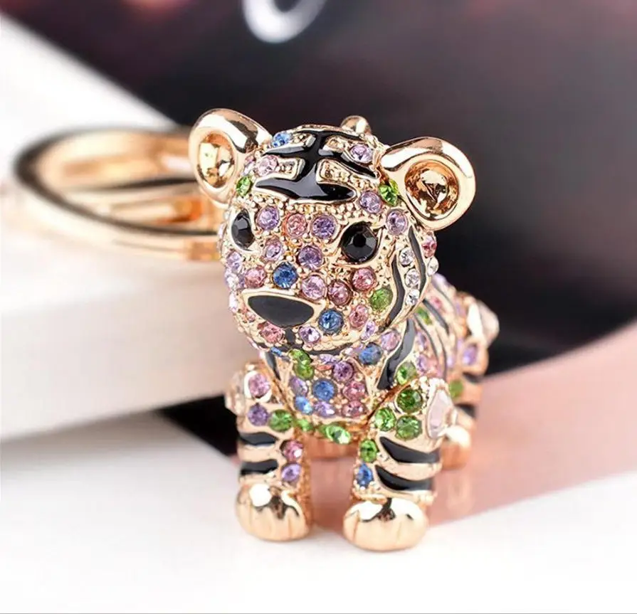 New for Keychain Keyring Cute Tiger Metal Bling Crystals Rhinestone ...