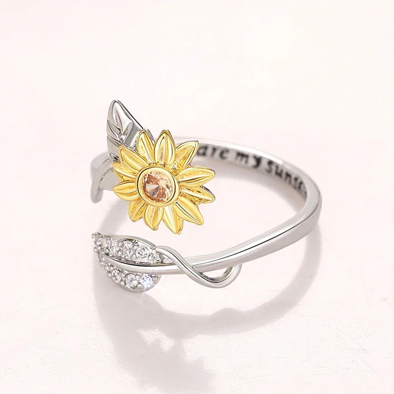 CAOSHI-Delicate-Sunflower-Opening-Rings-for-Women-Silver-Color-Bright ...