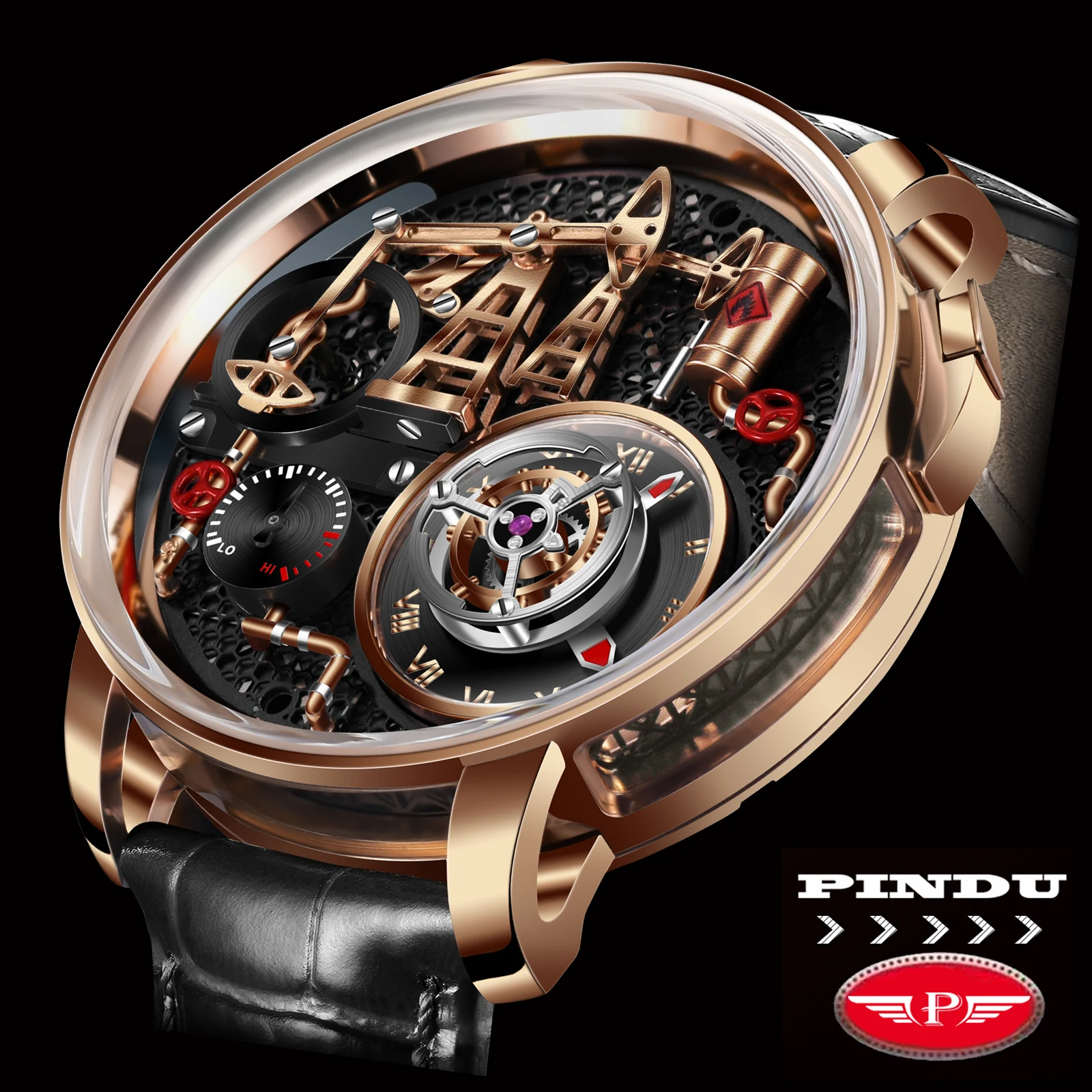 2026 New PINDU Design Button Oil Pump Quartz Watch Men Swiss Quartz 762 ...