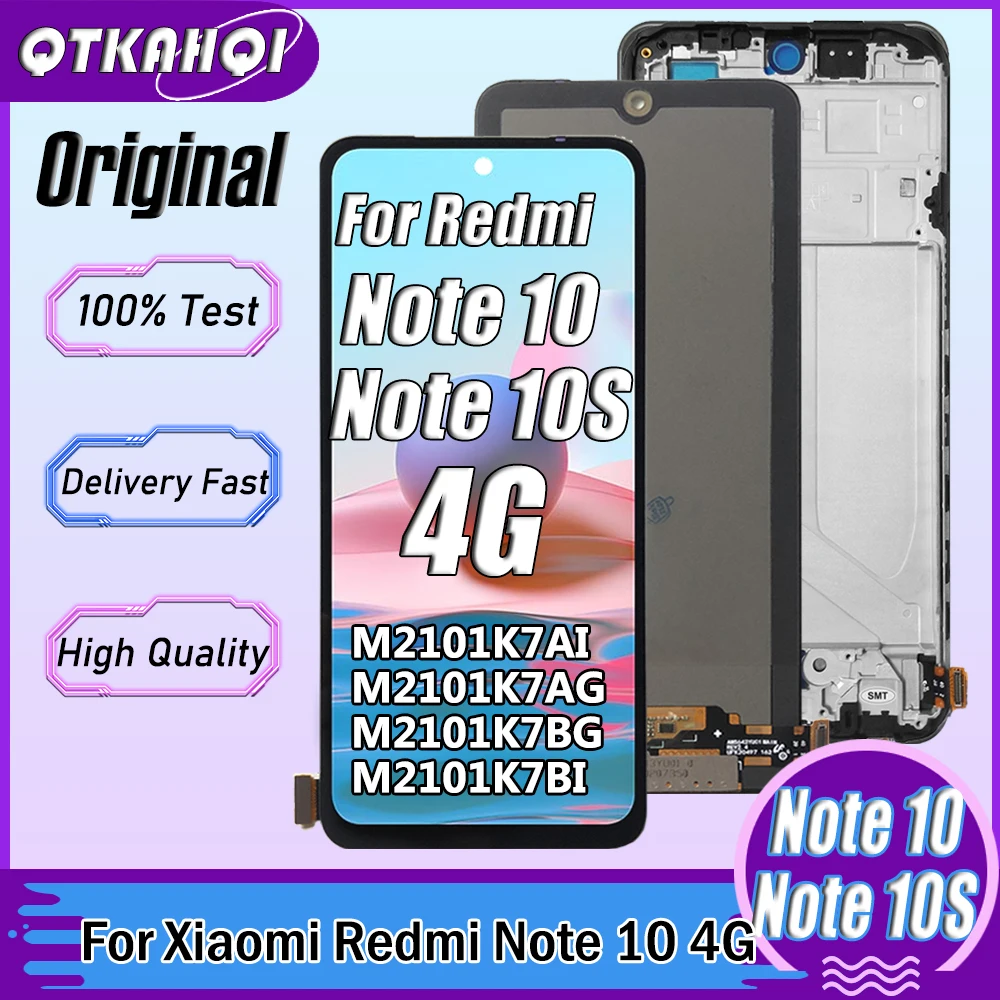 6.43" Super Amoled For Xiaomi Redmi Note 10 M2101k7ai M2101k7ag Lcd Display Touch Screen ...