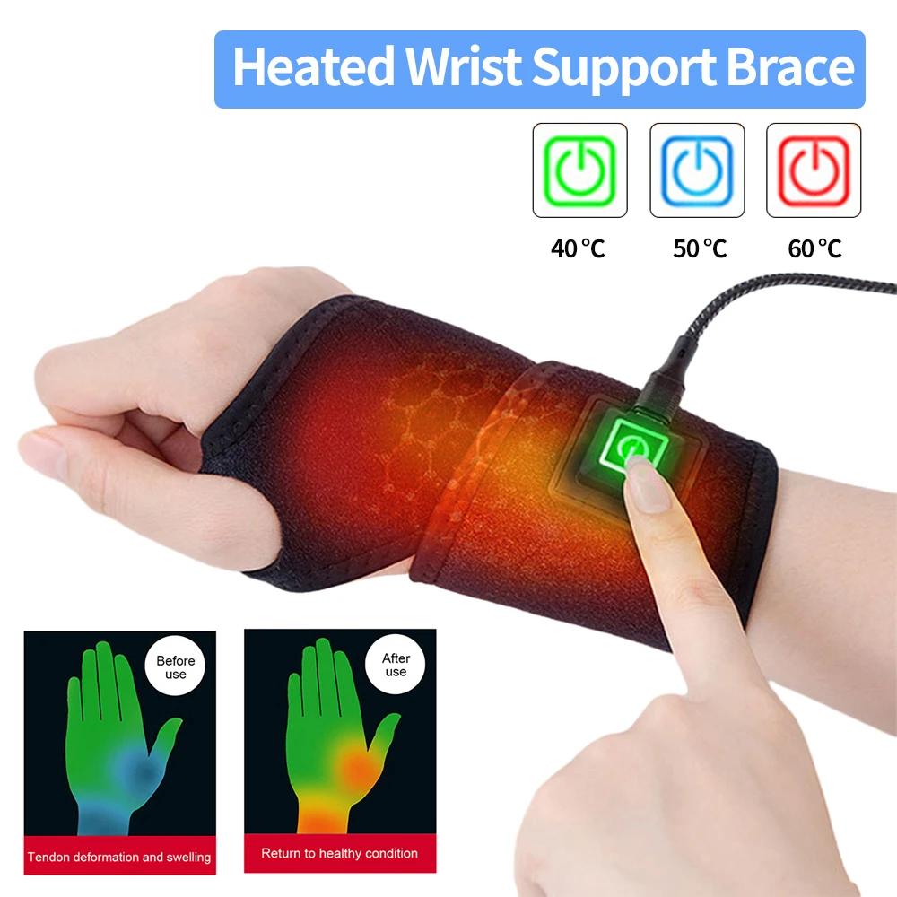 Electric-Hand-Heating-Pad-Pain-Relief-Heated-Wrist-Brace-Wrap-USB ...