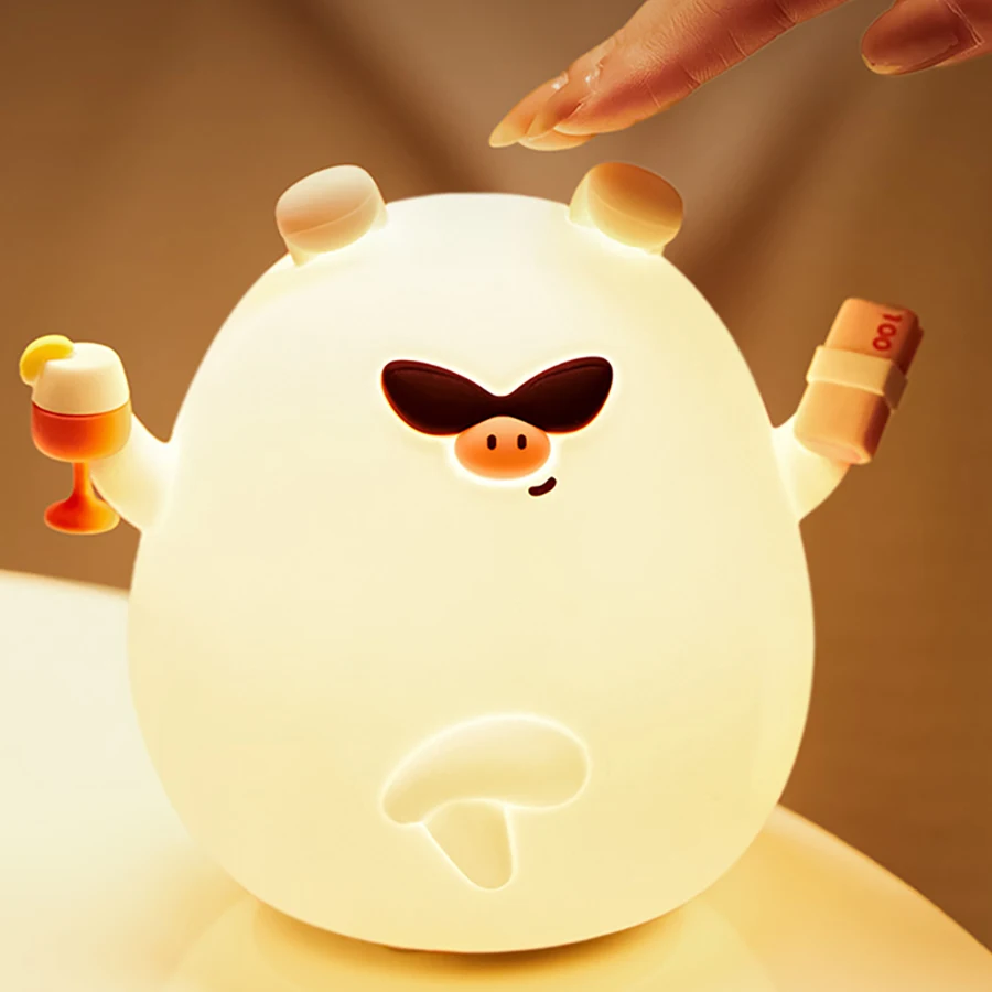 Cute-Pig-Night-Light-Cartoon-Silicone-Rechargeable-Night-Lamp-Sleeping ...