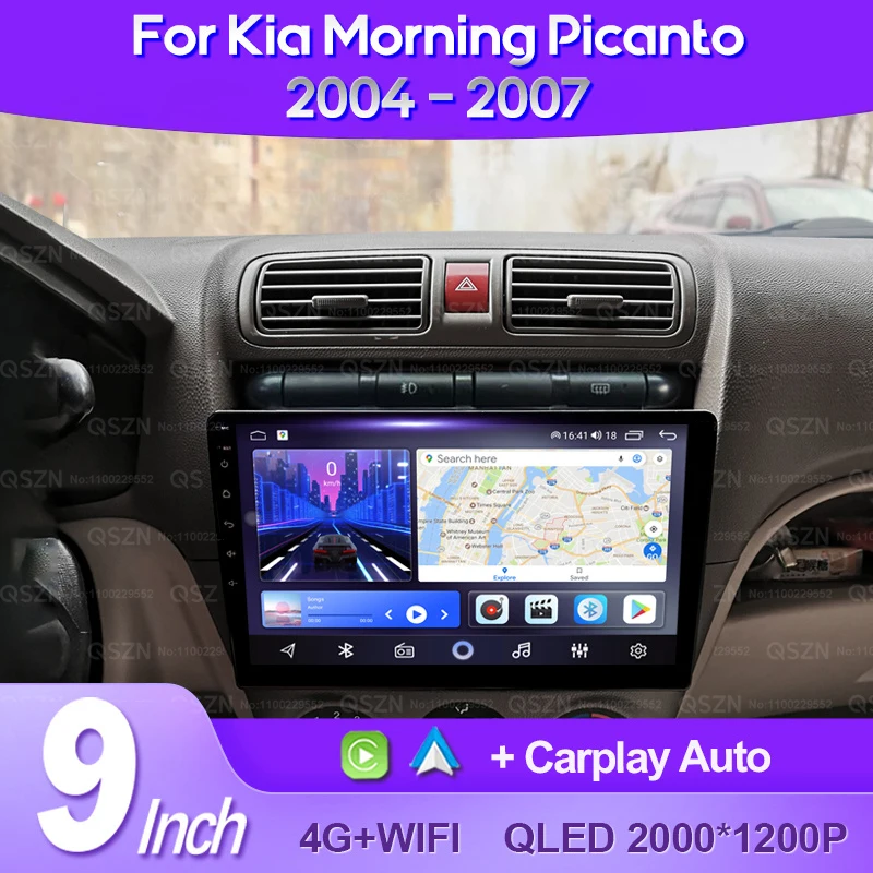QSZN For Kia Picanto SA Morning 2004 - 2007 2K QLED Android 13 Car ...
