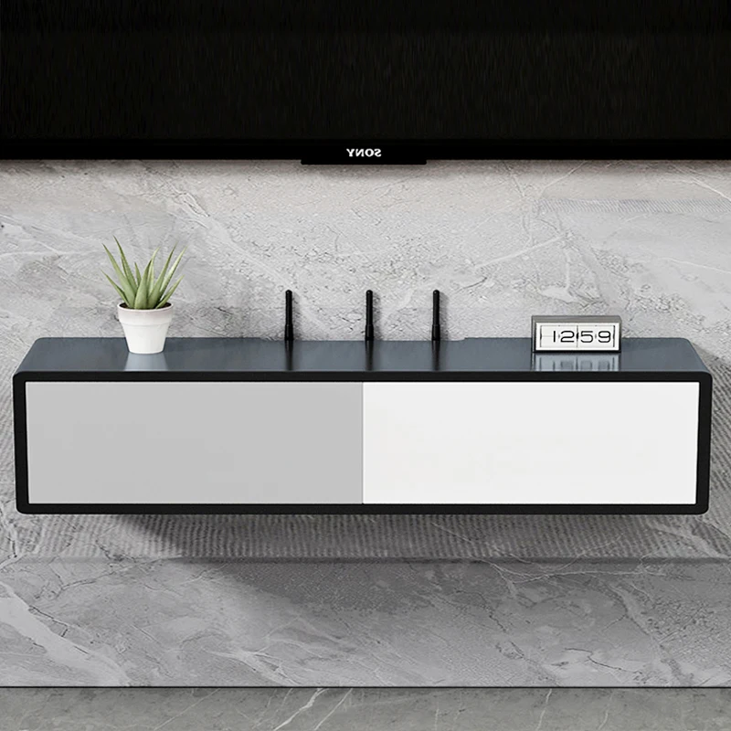 Solid-wood-router-storage-box-wall-wall-mounted-non-perforated-wire ...