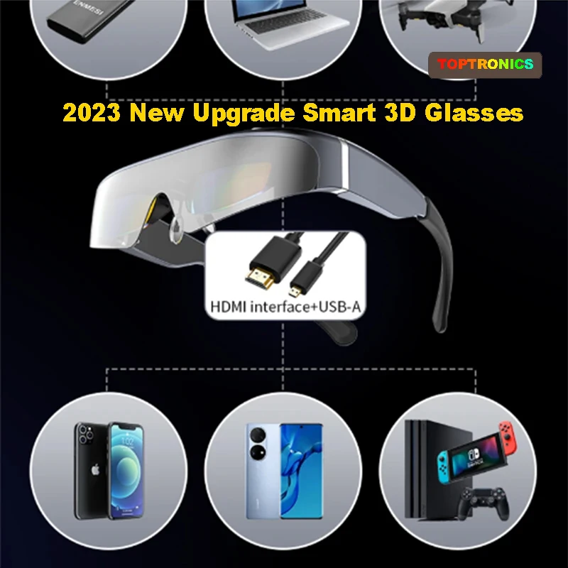 2023 New 3D Smart Glasses Portable HD Private Giant Screen Viewing ...