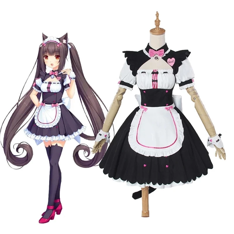 NEKOPARA Cosplay Costume Chocola Vanilla Maid Apron Dress Uniform Women ...