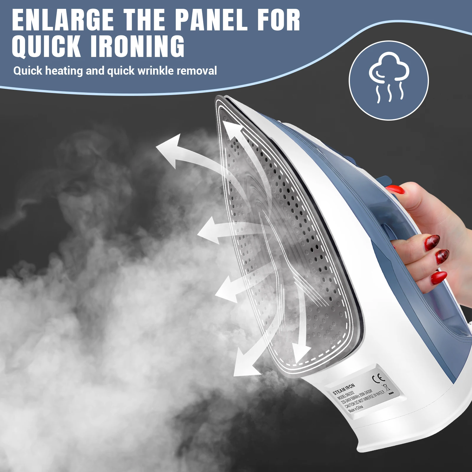 Steam Iron 2400W,Electric Iron with Non-Stick Stainless Steel Soleplate ...