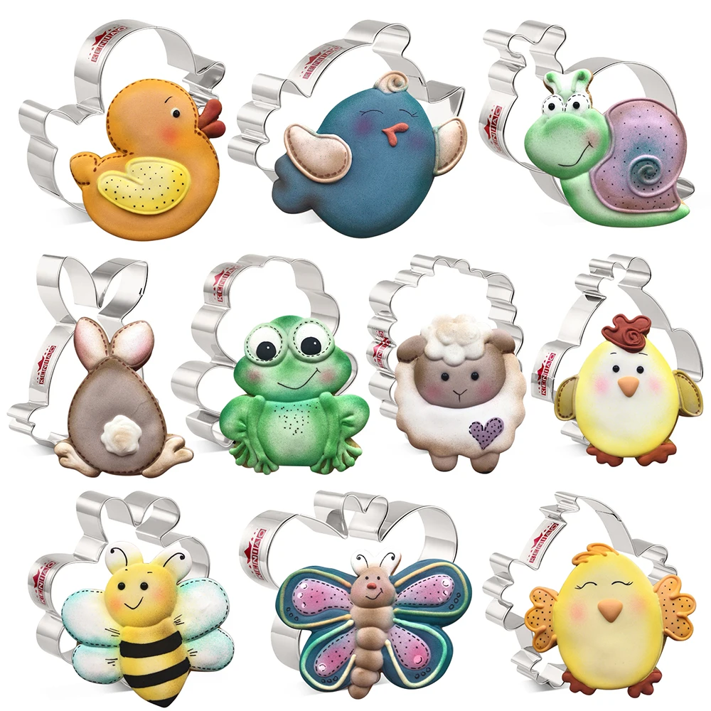 KENIAO-Animal-Cookie-Cutter-Set-10-Pcs-Sheep-Snails-Bee-Chick-Bunny ...