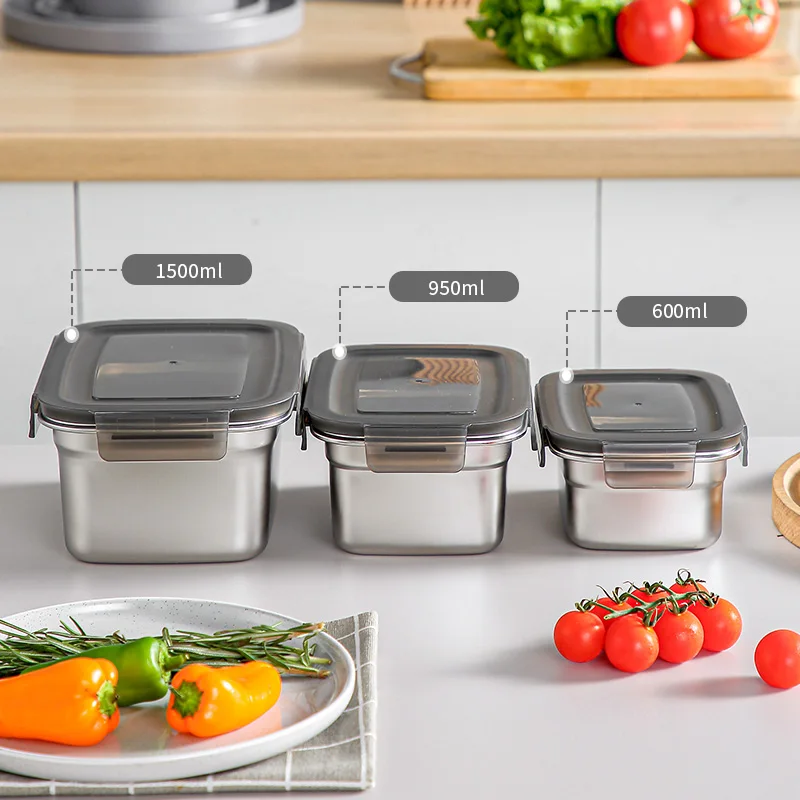 Airtight 304 Stainless Steel Food Storage Contaniner Portable Lunch Box ...
