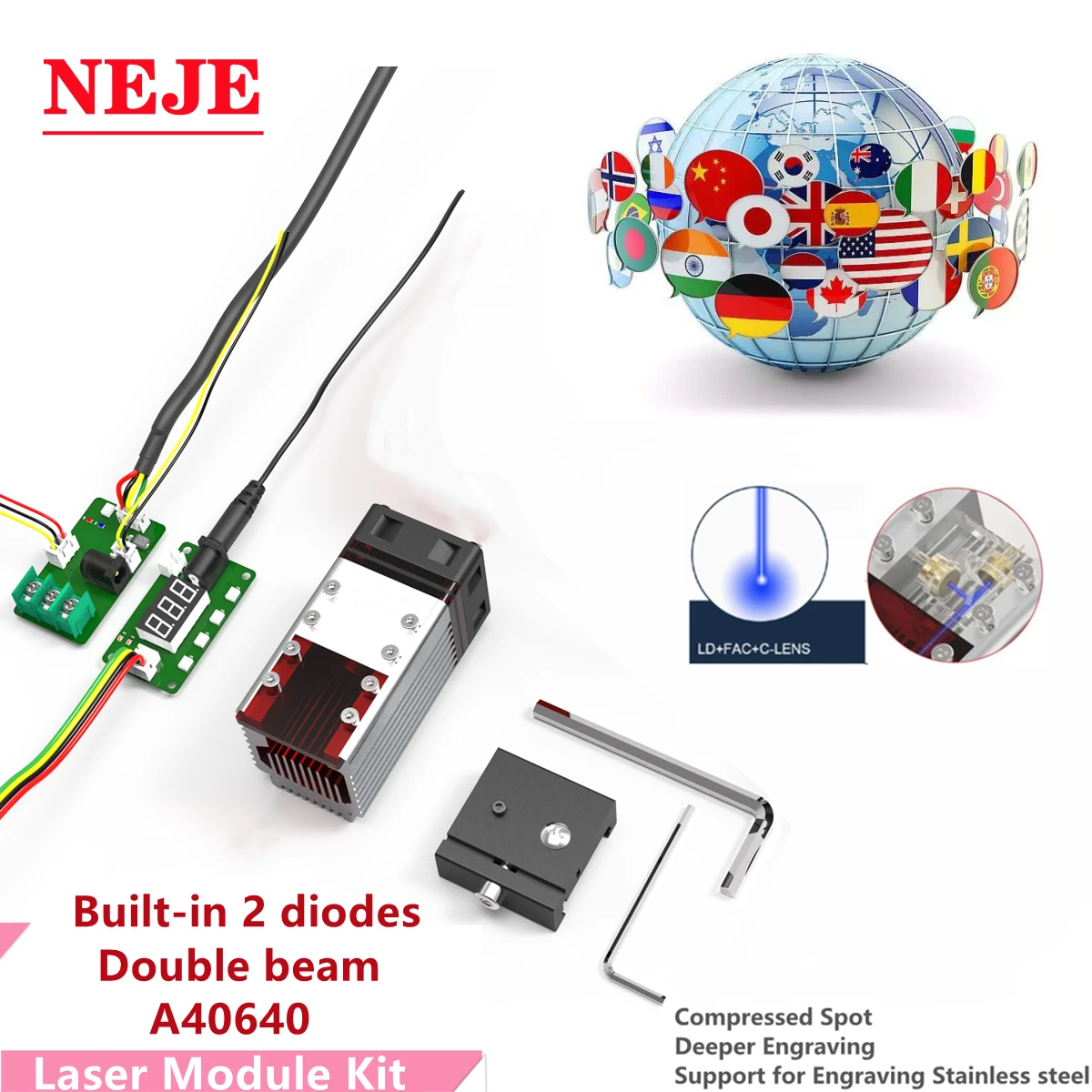 Neje A40640 Cnc Laser Module Laser Head 450nm Blue Laser Ttl Module For ...