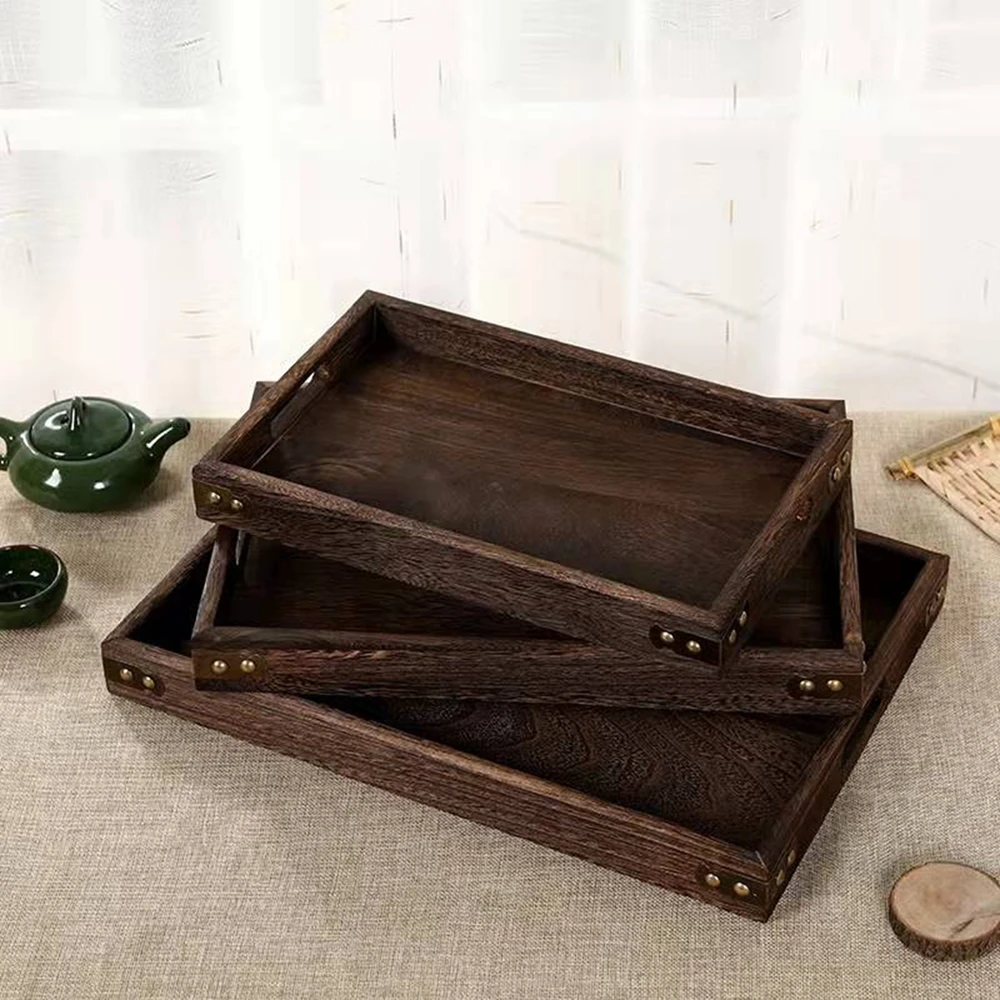 Wooden-Service-Tray-with-Handles-Rectangle-Wood-Kitchen-Food-Breakfast ...
