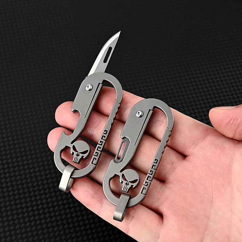 Titanium Alloy keychain Knife High Hardness D2 Blade Keychain Pendant ...